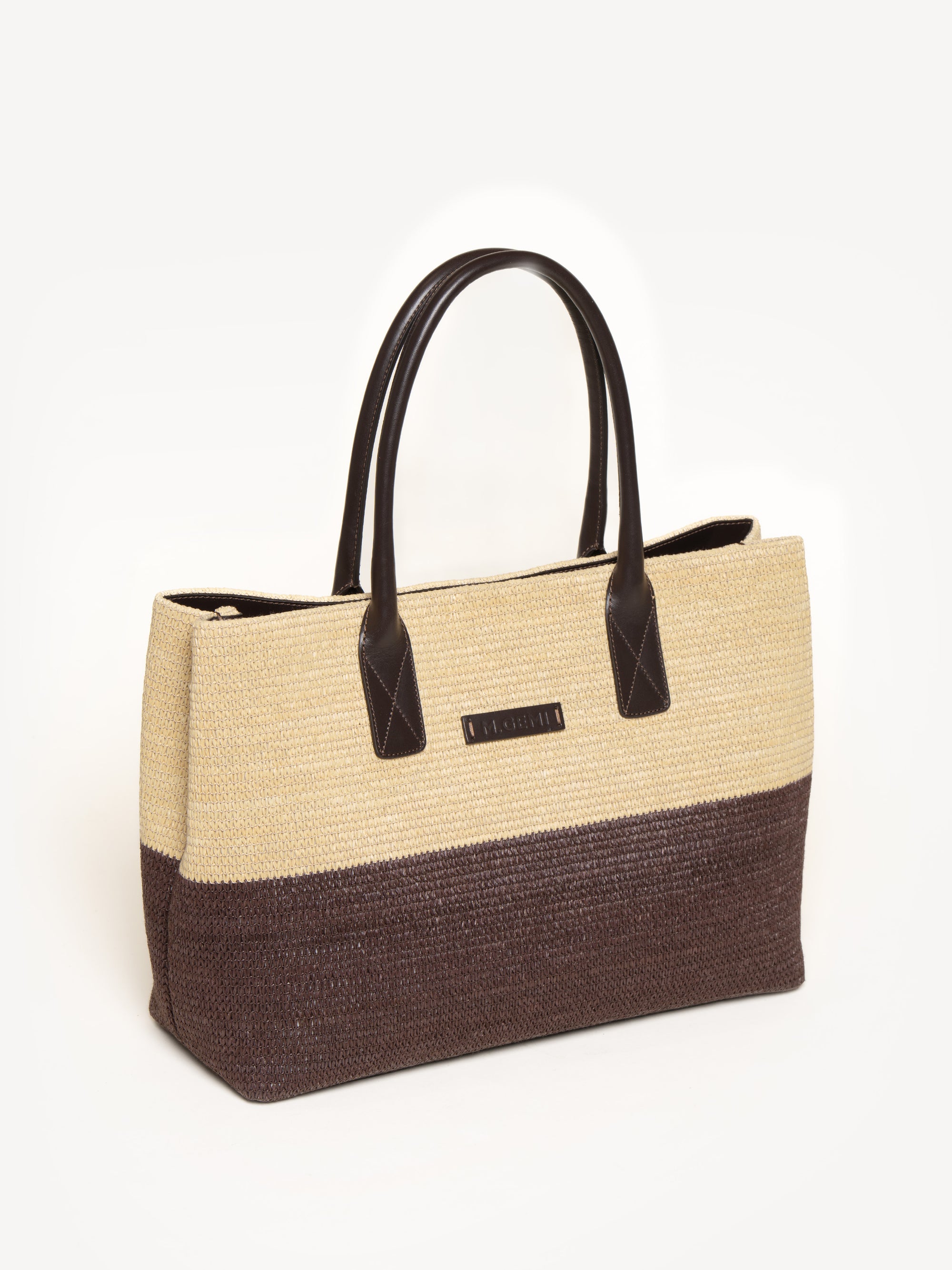 The Barbara - Natural and Dark Brown - Raffia - M.Gemi