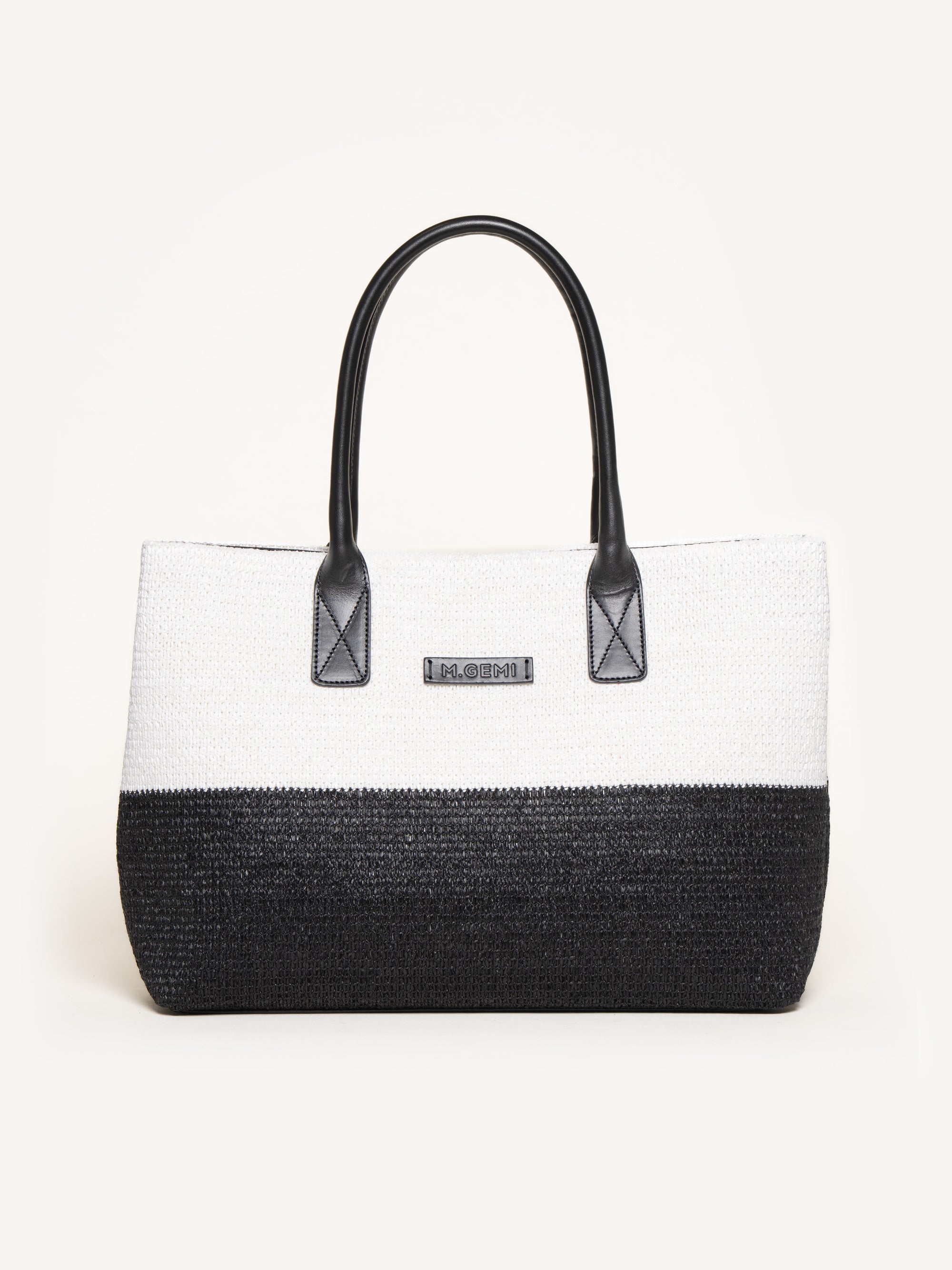 The Barbara - White and Black - Raffia - M.Gemi