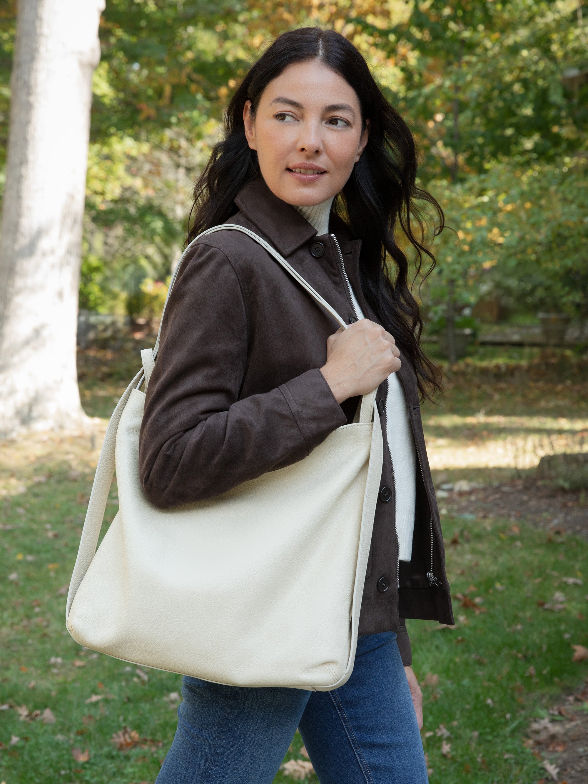 The Laura Convertible Backpack - Ecru - Leather - M.Gemi
