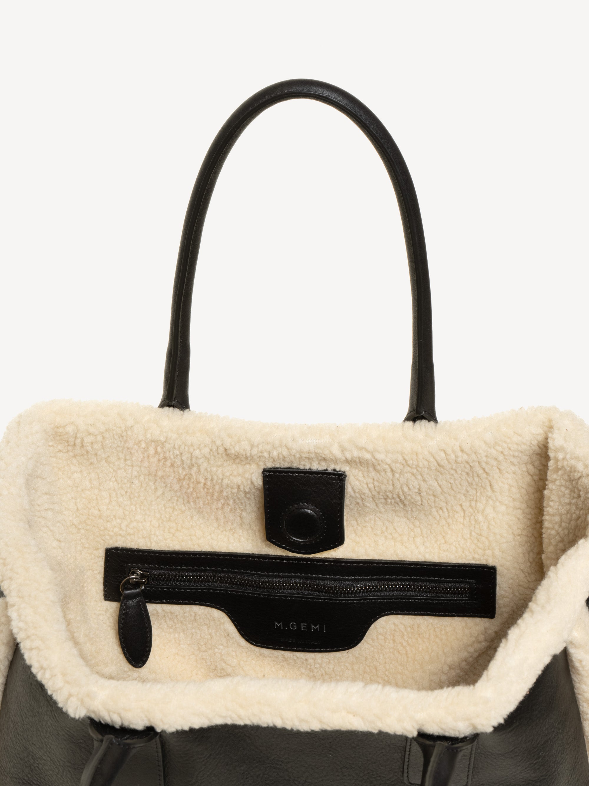 The Neva Tote - Black - Leather and Shearling - M.Gemi