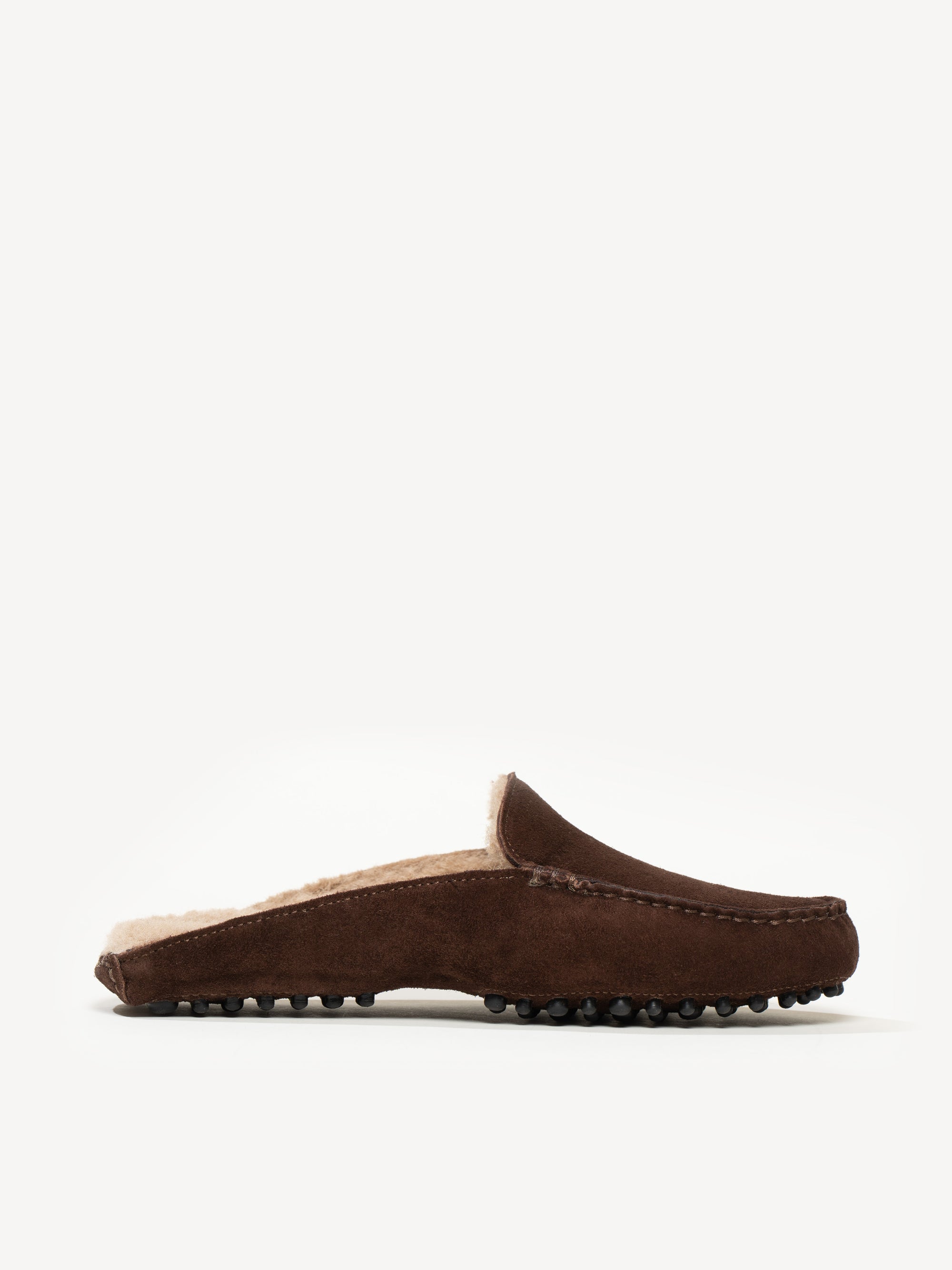 The Felize Shearling Mule - Chocolate - Suede - M.Gemi