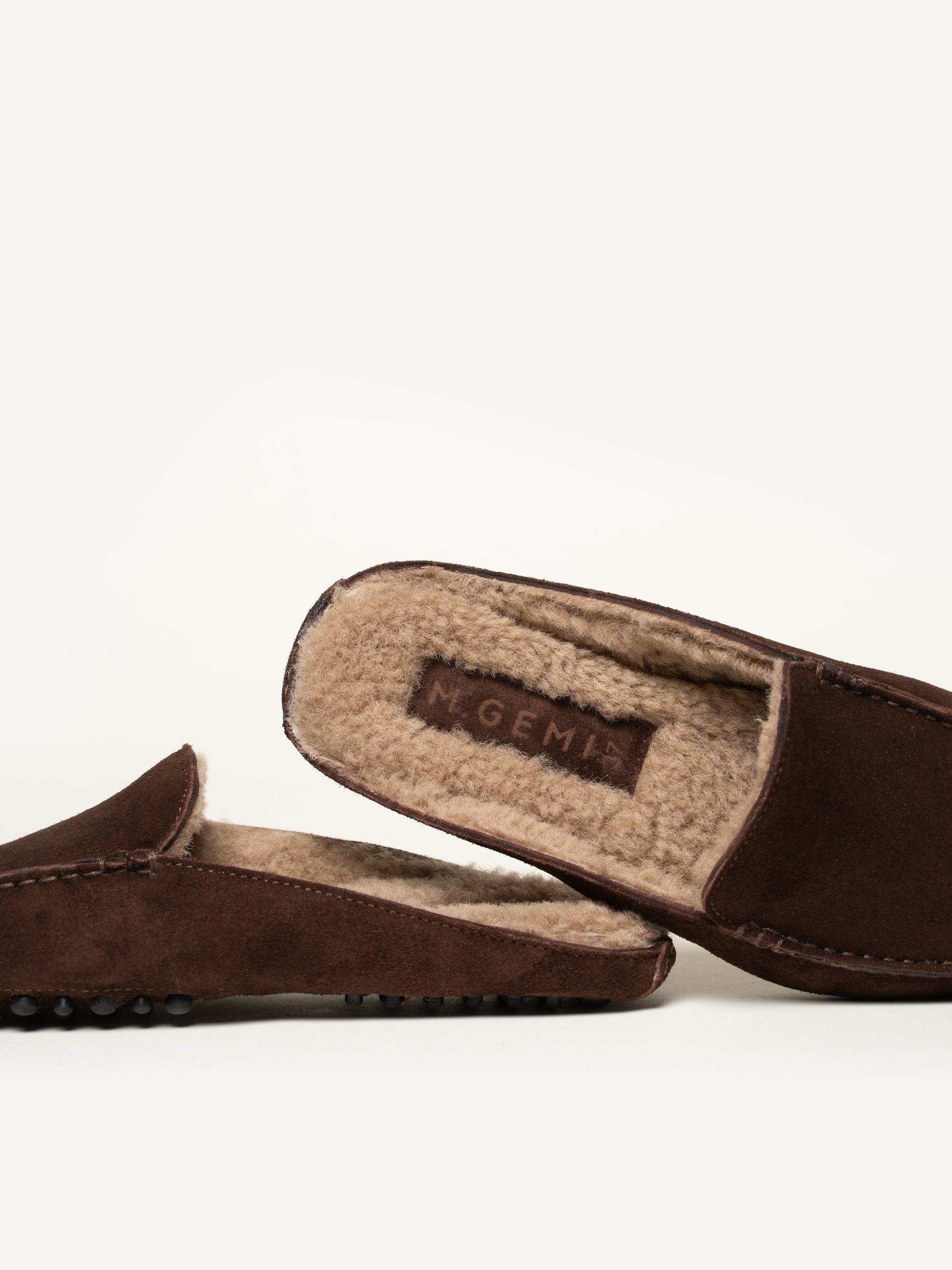 The Felize Shearling Mule - Chocolate - Suede - M.Gemi