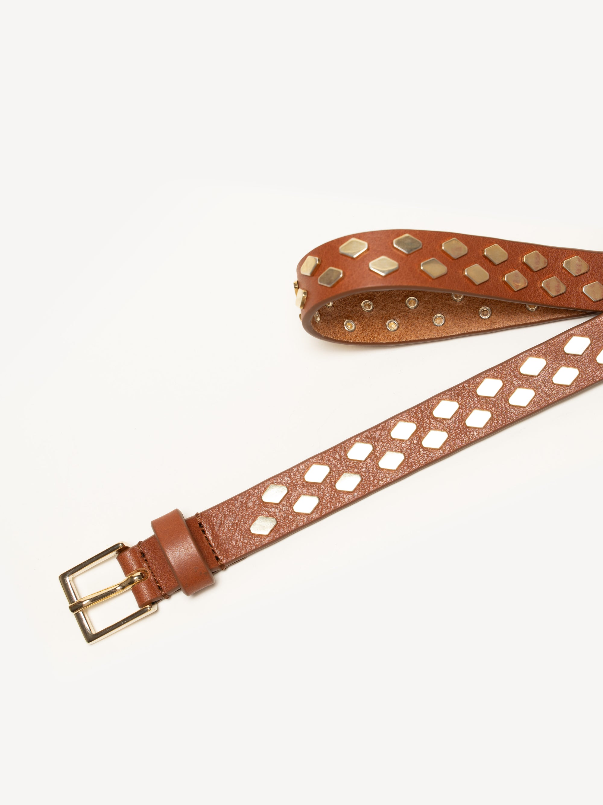 The Elisa Belt - Tan with Gold - Leather - M.Gemi